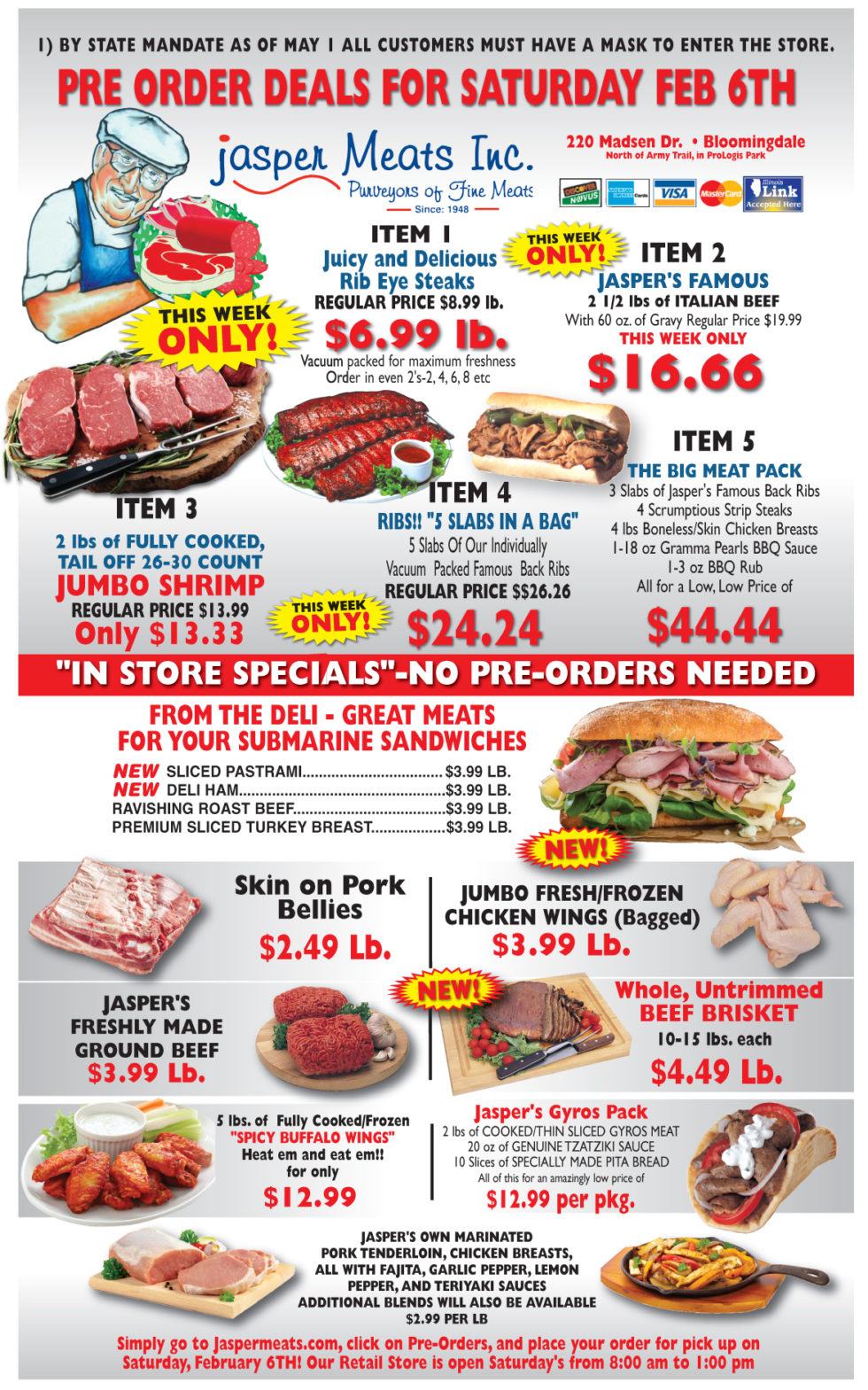 Pre Order & In Store Specials For Feb 6TH | Jasper Meats