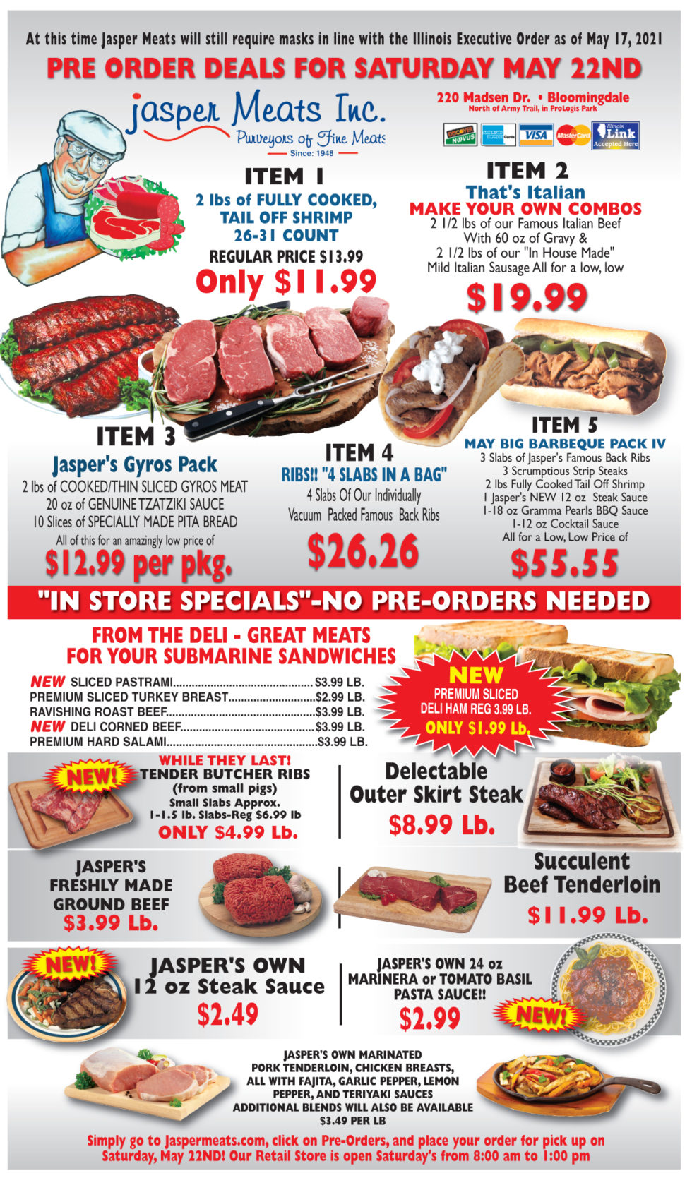 Pre Order & In Store Specials For May 22 | Jasper Meats