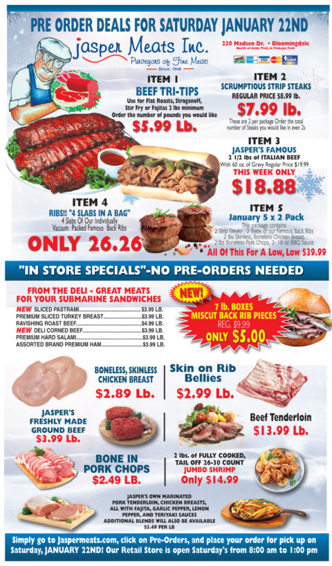 Pre Order & In Store Specials For Jan. 22ND | Jasper Meats