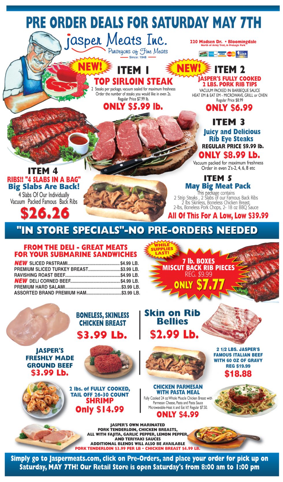 Pre Order & In store Specials For May 7th | Jasper Meats