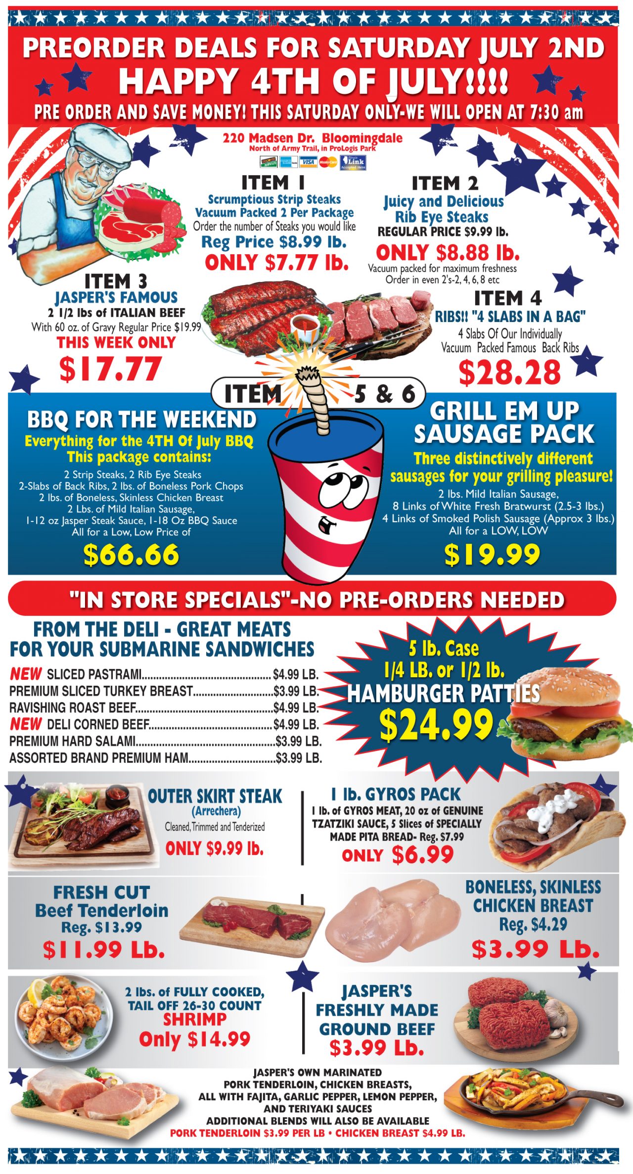Pre Order & In store Specials For July 2ND | Jasper Meats